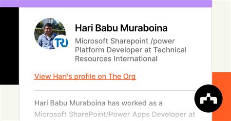 Hari Babu Muraboina Microsoft Sharepoint Power Platform Developer At Technical Resources
