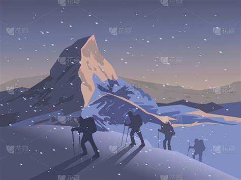 绘画插图 山 矢量 领导能力 计算机制图 计算机图形学 运动 成年的 珠穆朗玛峰 自然
