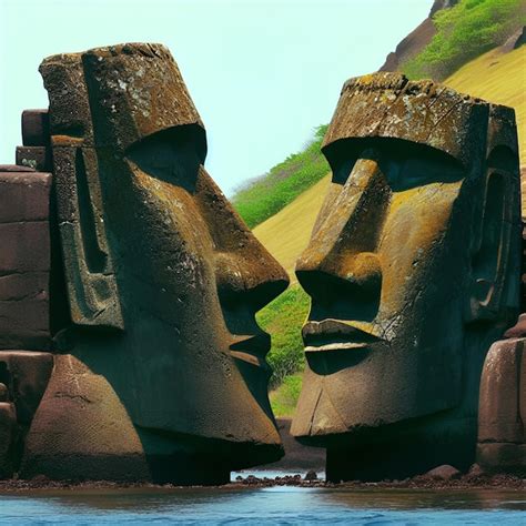 Las Estatuas De La Isla De Pascua Foto Premium