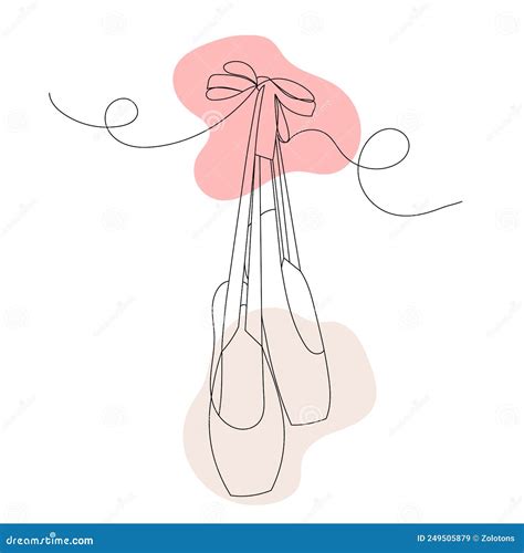 Pointe Shoes Drawing By One Continuous Line Sketch Stock Vector