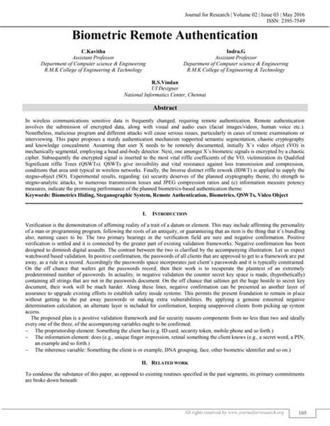 Biometric Remote Authentication Pdf