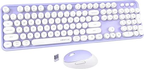 Ubotie Colorful Computer Wireless Keyboards Mouse Combo Typewriter Flexible Keys Office Full