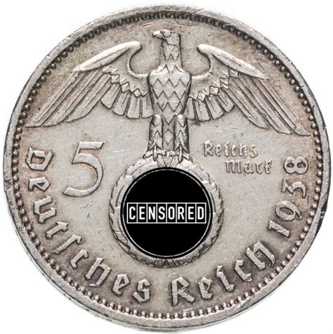 Германия, Третий рейх 5 рейхсмарок reichsmark 1938, орел со свастикой ...
