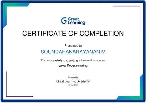 Java Programming Achievement Soundaranarayanan M