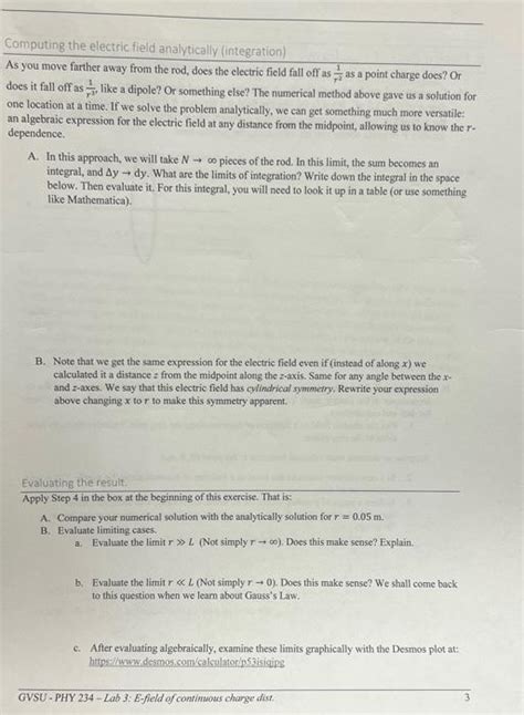 Solved Computing The Electric Field Analytically