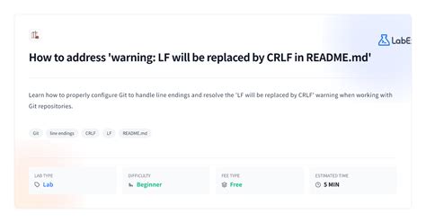 How To Address Warning Lf Will Be Replaced By Crlf In Readmemd Labex
