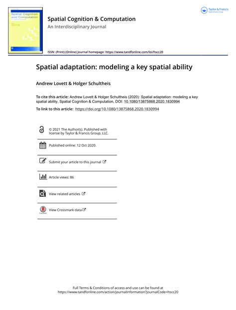 Pdf Spatial Adaptation Modeling A Key Spatial Ability