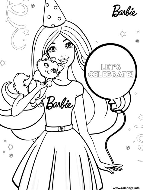 Coloriage Anniversaire De Barbie Princesse Jecolorie