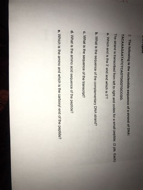 Solved The Following Is The Nucleotide Sequence Of A Chegg