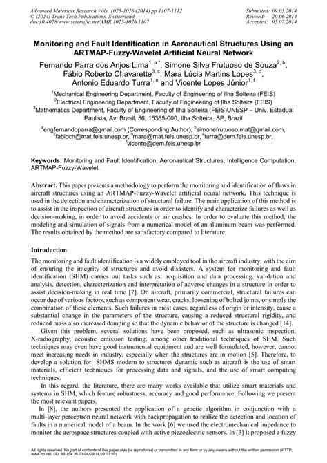Pdf Monitoring And Fault Identification In Aeronautical Structures Using An Artmap Fuzzy