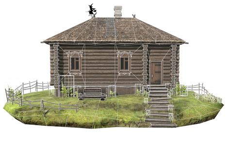 Wooden House Thatched Roof Model Turbosquid 1323939