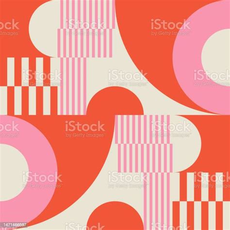복고풍 바우 하우스 스타일의 원 사각형 사각형 및 줄무늬가있는 현대 벡터 추상 기하학적 배경 파스텔 색상 1950 1959 년에 대한 스톡 벡터 아트 및 기타 이미지
