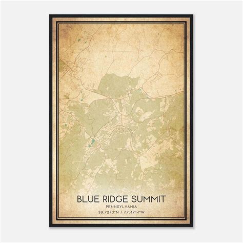 Vintage Blue Ridge Summit Pennsylvania Map Poster Blue Ridge Summit Pa