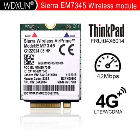 Default Lenovo Thinkpad T T P W X X X Carbon Gobi Em Ngff M Wwan Card