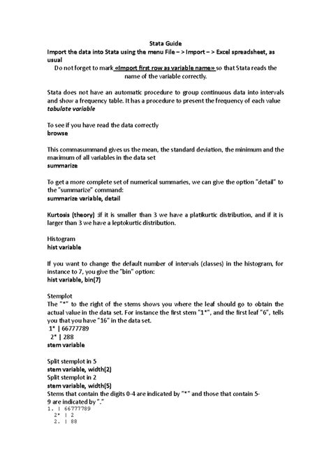 Stata Guide Stata Guide Import The Data Into Stata Using The Menu