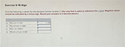 Solved Exercise 6 18 ﻿algofind The Following Z ﻿values For