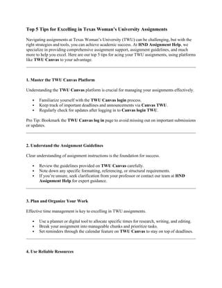 Top 5 Tips For Excelling In Texas Woman Docx