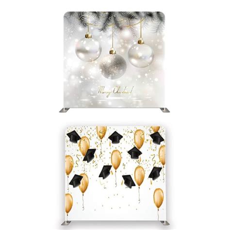 8ft 8ft Silver Xmas And Graduation Cap Balloons Backdrop With Or