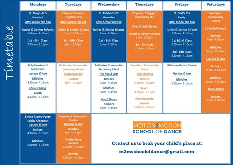 Timetable 2021 Motion2motion School Of Dance