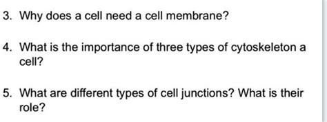 Solved 3 Why Does A Cell Need A Cell Membrane 4 What Is The Importance Of Three Types Of