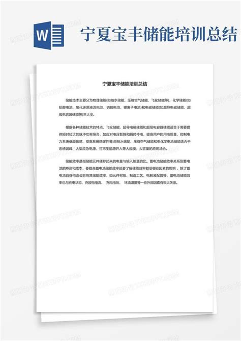 宁夏宝丰储能培训总结Word模板下载 编号lgrzvken 熊猫办公