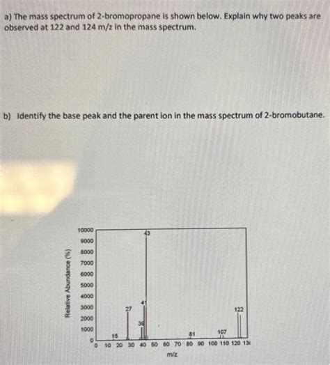 Solved A The Mass Spectrum Of 2 Bromopropane Is Shown