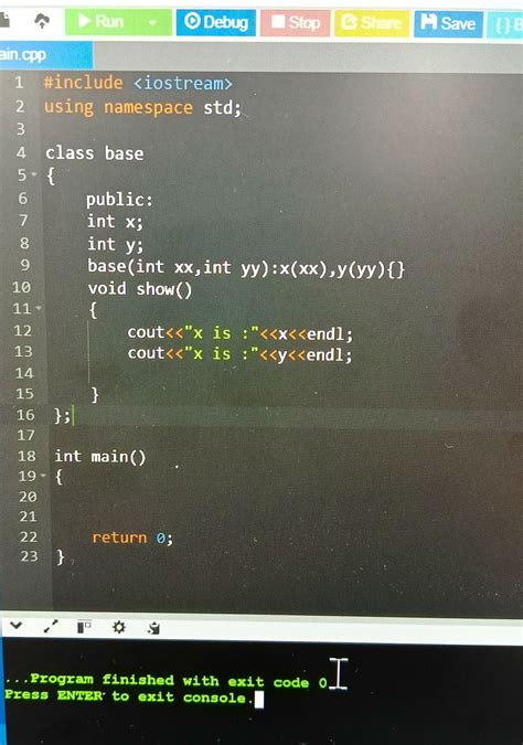 C Program With Parameterized Constructor And Initializer List