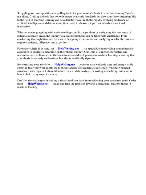 Master Thesis Topics In Machine Learning Pdf