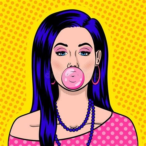 Girl With Bubble Gum Pop Art Style Vector Stock Vector Illustration