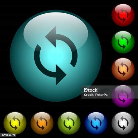 Programming Loop Icons In Color Illuminated Glass Buttons Stock