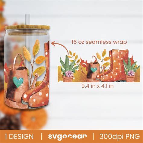 Fall Can Glass Wrap Sublimation Bundle Vector For Instant Download