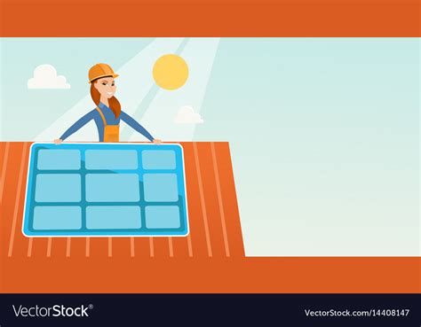 Constructor Installing Solar Panel Royalty Free Vector Image