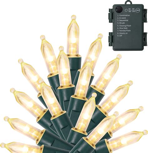Viworld 50 Led Outdoor Christmas Lights 16 Ft Battery Operated Mini