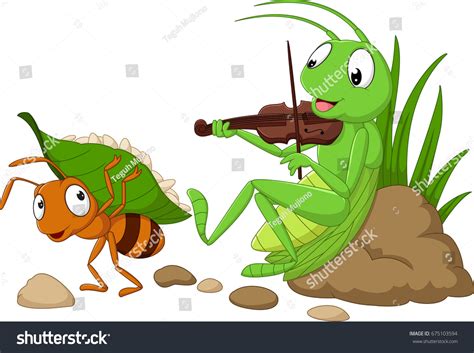 Cartoon Ant Grasshopper Stock Vector Royalty Free 675103594