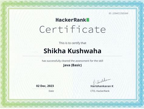 Shikha Kushwaha On Linkedin Hackerrank Javaprogramming Certificate