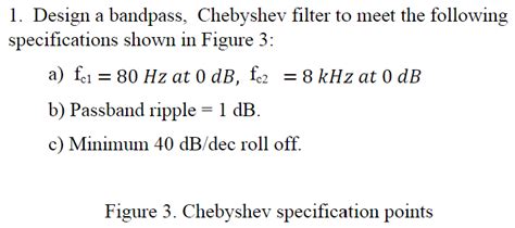 Solved Design A Bandpass Chebyshev Filter To Meet The Chegg