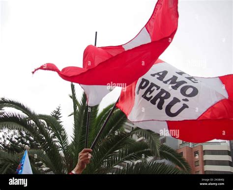 I Love You Peru Can Be Read In A Peruvian Flag When Hundreds Gather