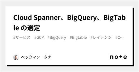 Cloud Spanner、bigquery、bigtable の選定｜ベックマン タナ