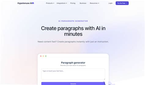 Ai Paragraph Generator Hypotenuse Ai Ai Driven Content Creator For
