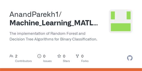 GitHub AnandParekh Machine Learning MATLAB The Implementation Of Random Forest And Decision