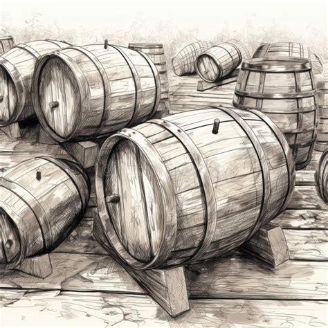 Wooden Barrels Hand Drawn Sketch Stock Illustration Illustration Of