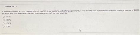 Solved If A Demand Deposit Account Pays No Interest Has Chegg