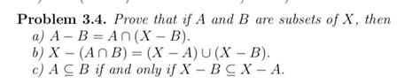 solved problem 3 4 prove that if a and b are subsets of x