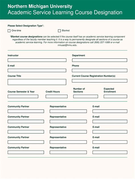 Fillable Online Nmu Course Designation Form Northern Michigan