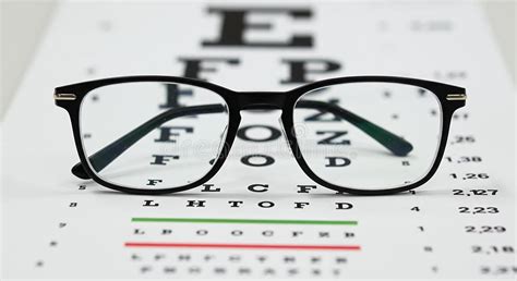 Eye Exam Focus Glasses On Vision Test Chart For Clarity And Health