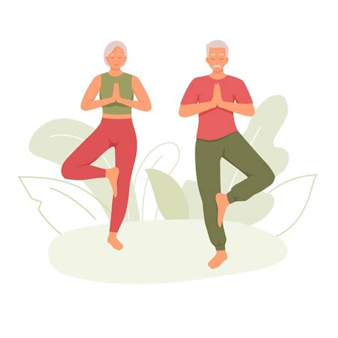 Älteres Paar Macht Gemeinsam Asanas Männliche Und Weibliche Figuren