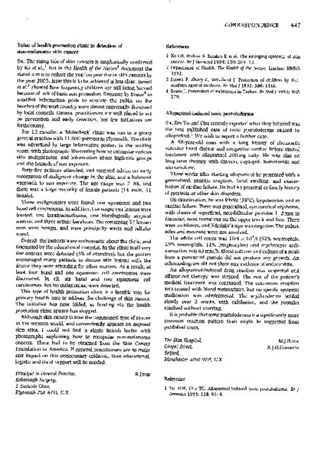 Pdf Allopurinol Induced Toxic Pustuloderma