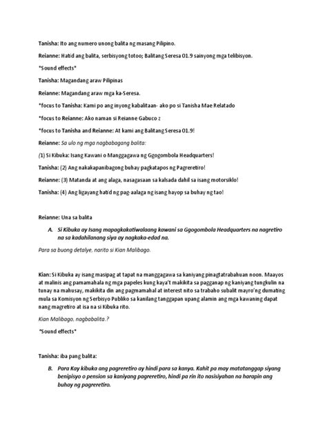 Broadcast Script Pdf