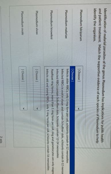 Solved Identification Of Malarial Parasites Of The Genus