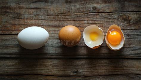 Different Types Of Eggs Displayed On Rustic Wooden Surface In Natural Light Stock Image Image